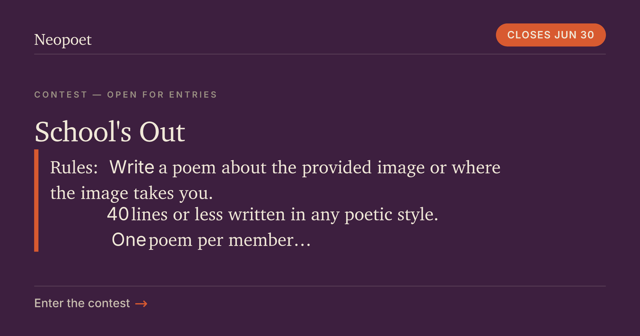 06/26 School's Out | Neopoet