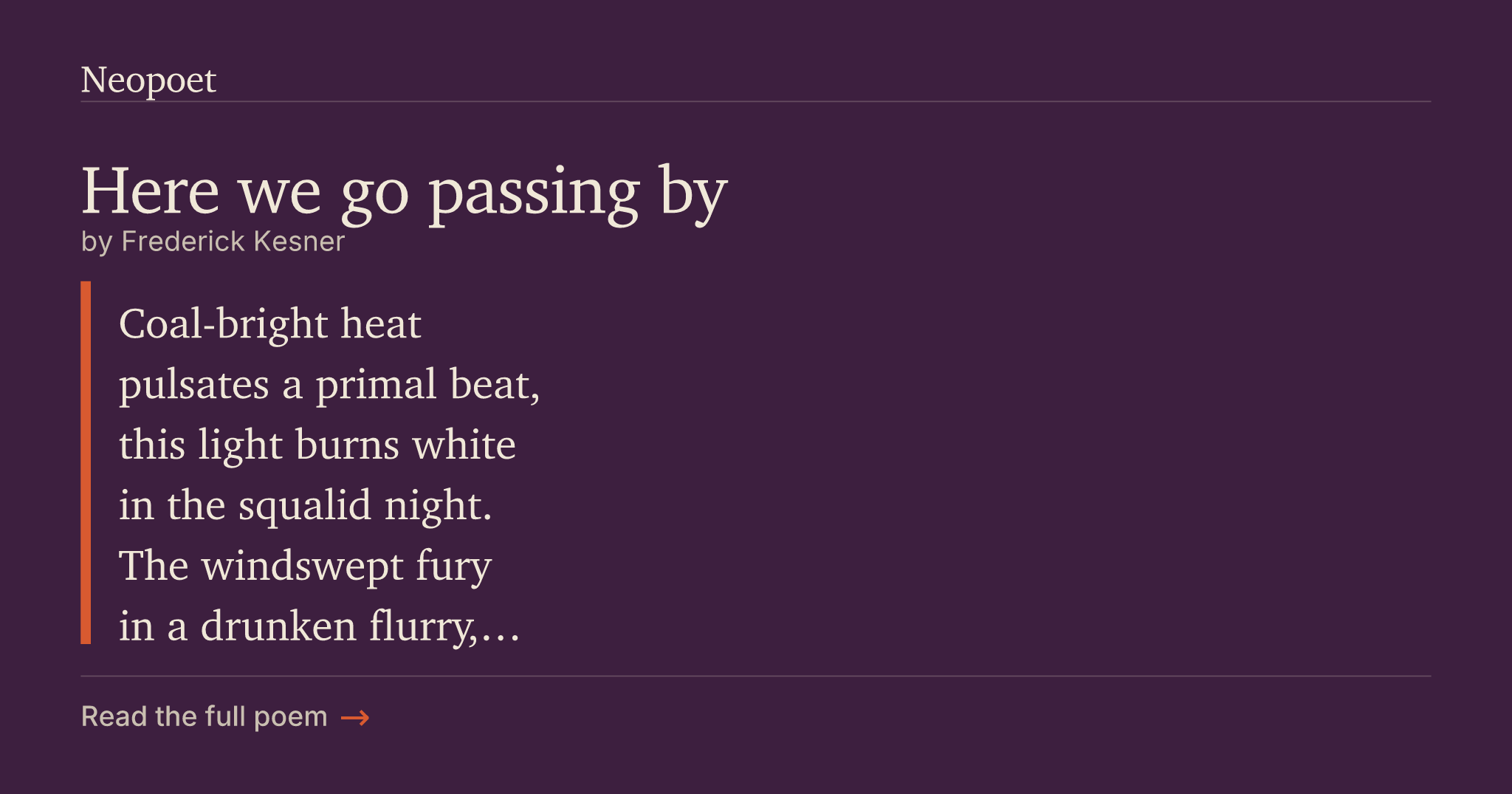 Here we go passing by | Neopoet