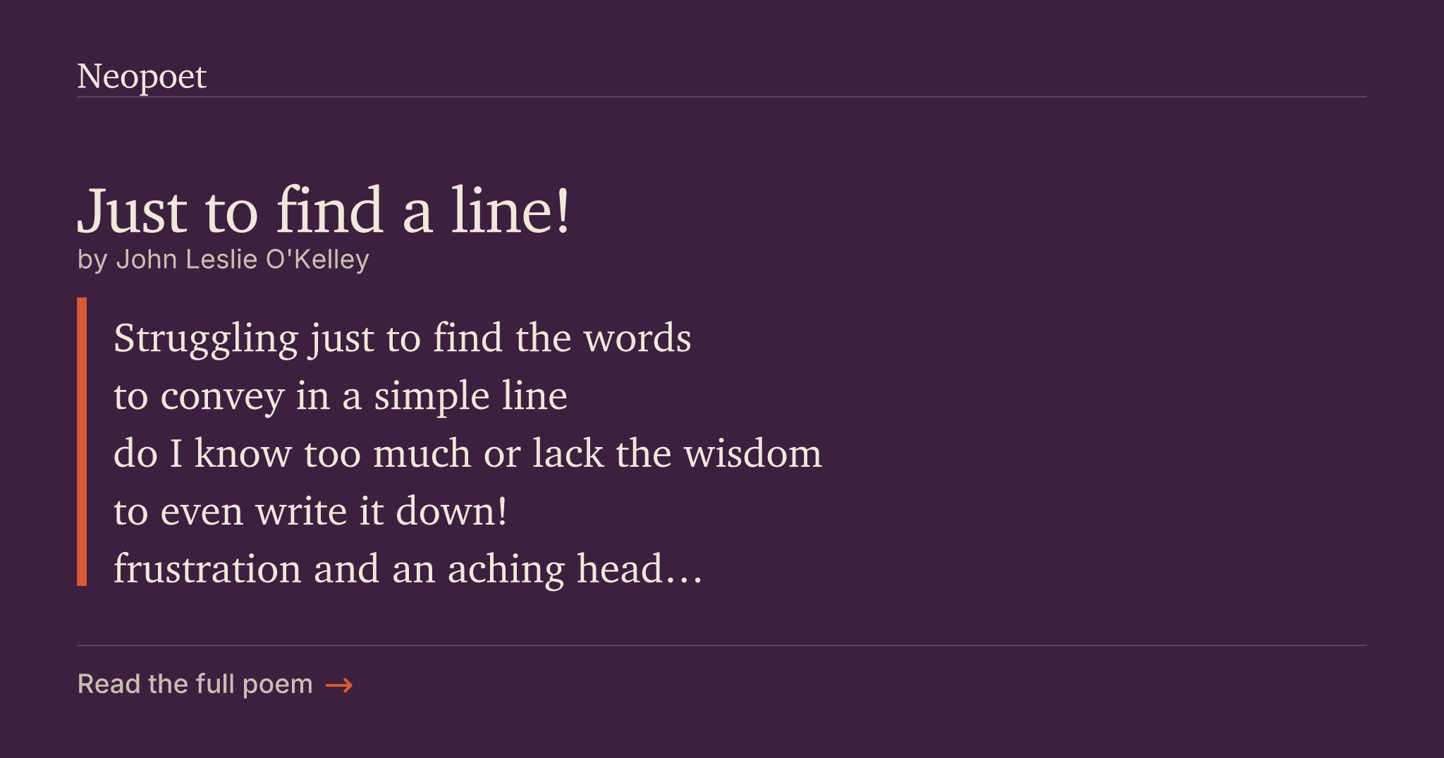 Just to find a line! | Neopoet