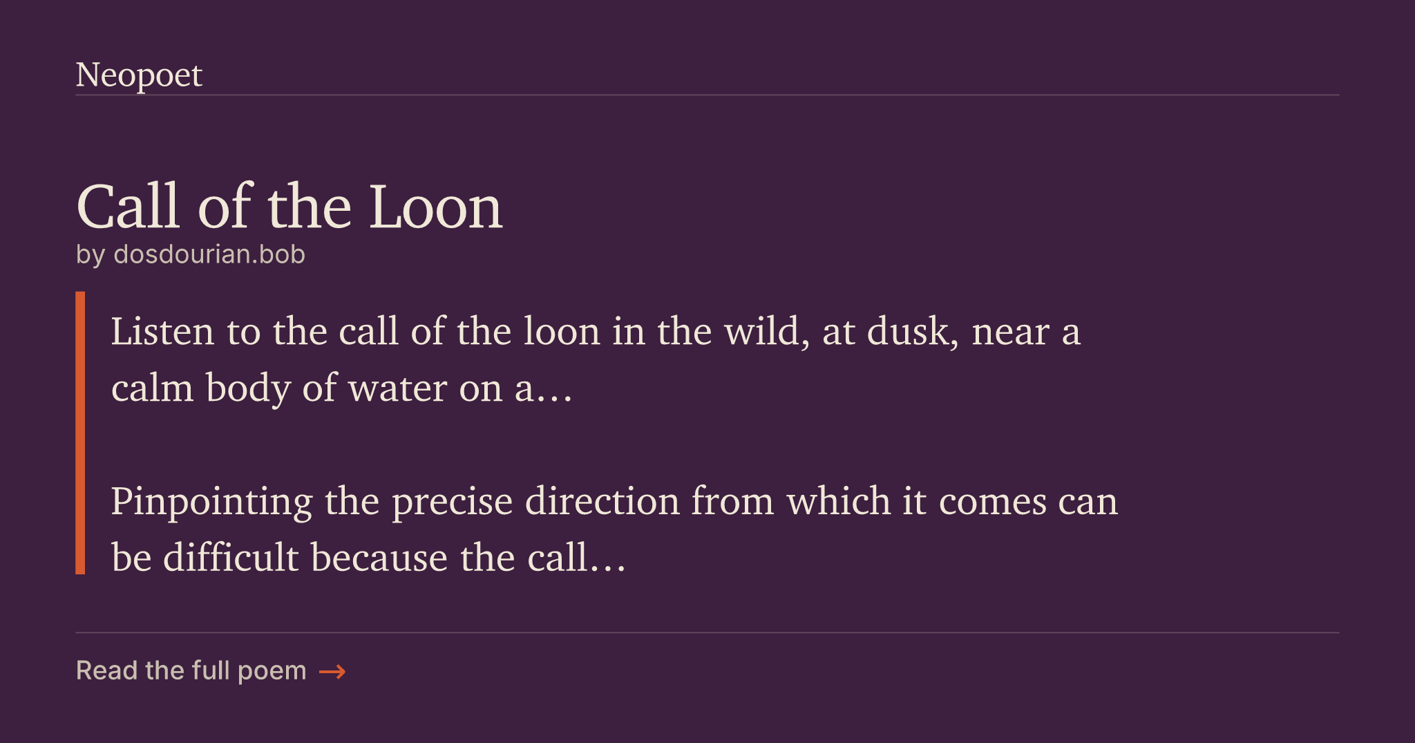 Call of the Loon | Neopoet