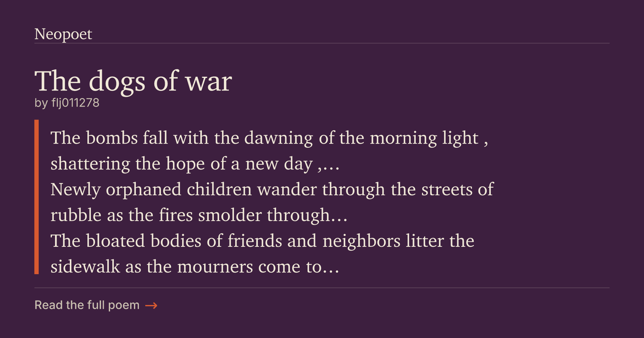 The dogs of war | Neopoet