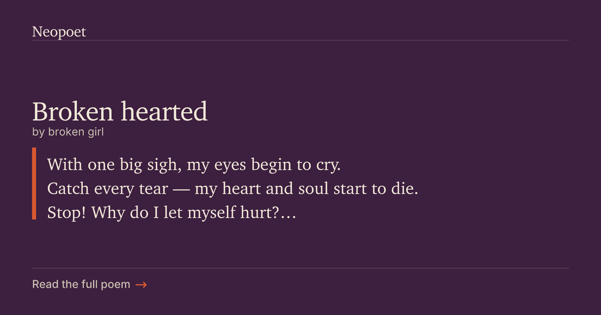 Broken hearted | Neopoet